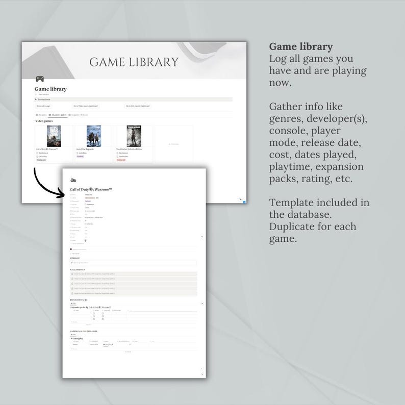 Notion Template Video Game Tracker | Gaming Log, Gaming Journal ...