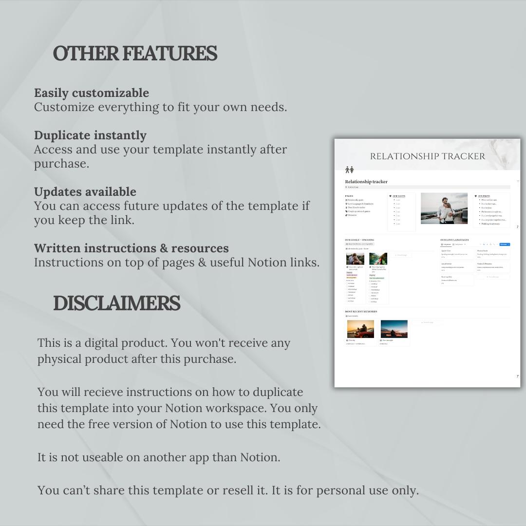 Notion Template Relationship Tracker | Couple Goals, Partner Goals ...