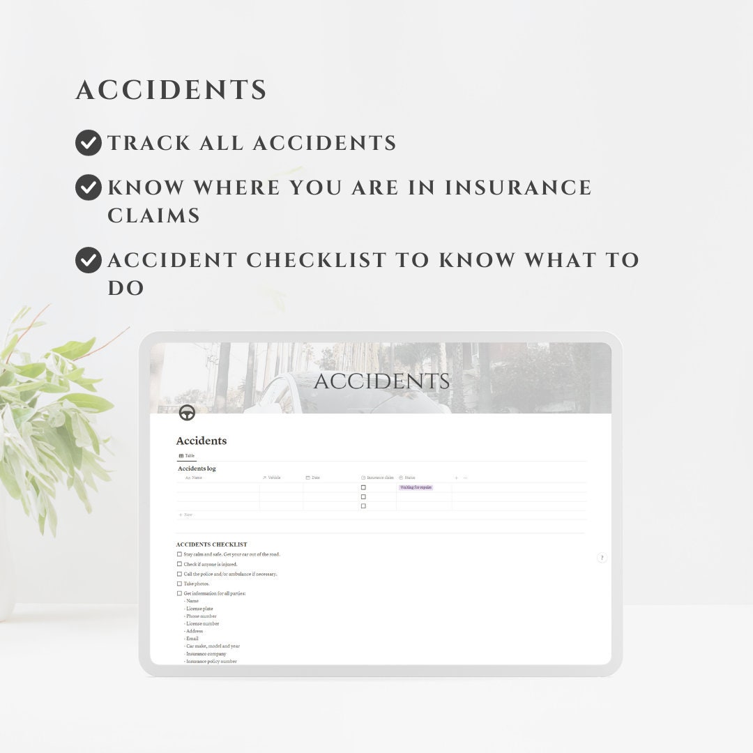 Notion Template Vehicles Management Planner Car Management - Etsy
