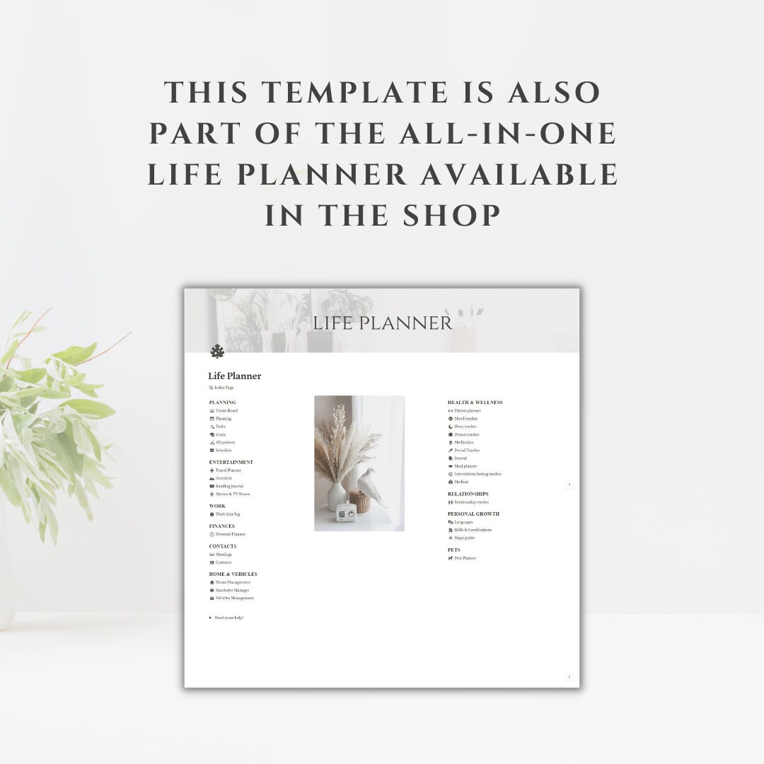 Notion Template Vehicles Management Planner Car Management - Etsy