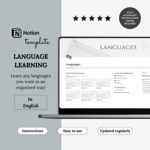 Notion Template Language Learning | Language Planner & Journal, Academic Dashboard, Notion ...