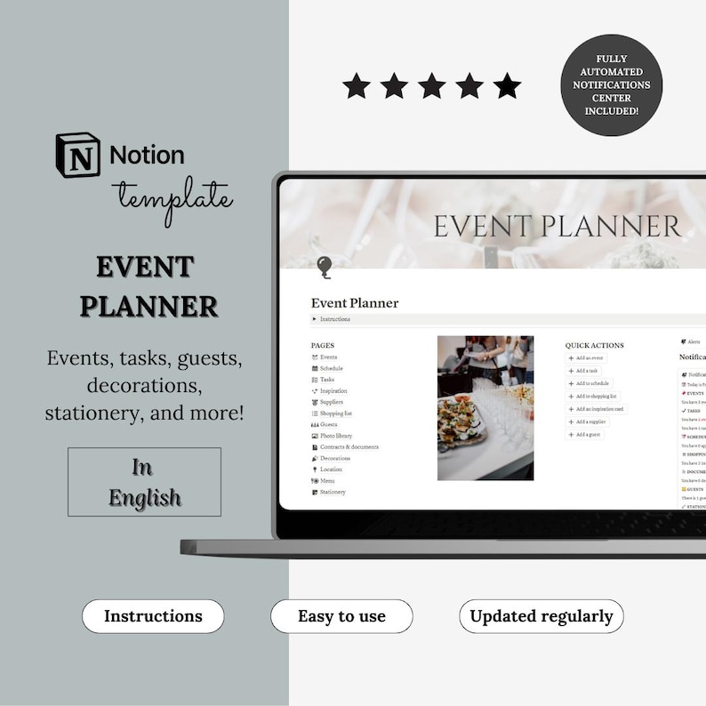 Notion Template Event Planner | Event Checklist, Guest List Tracker & Budget Planner | Notion ...