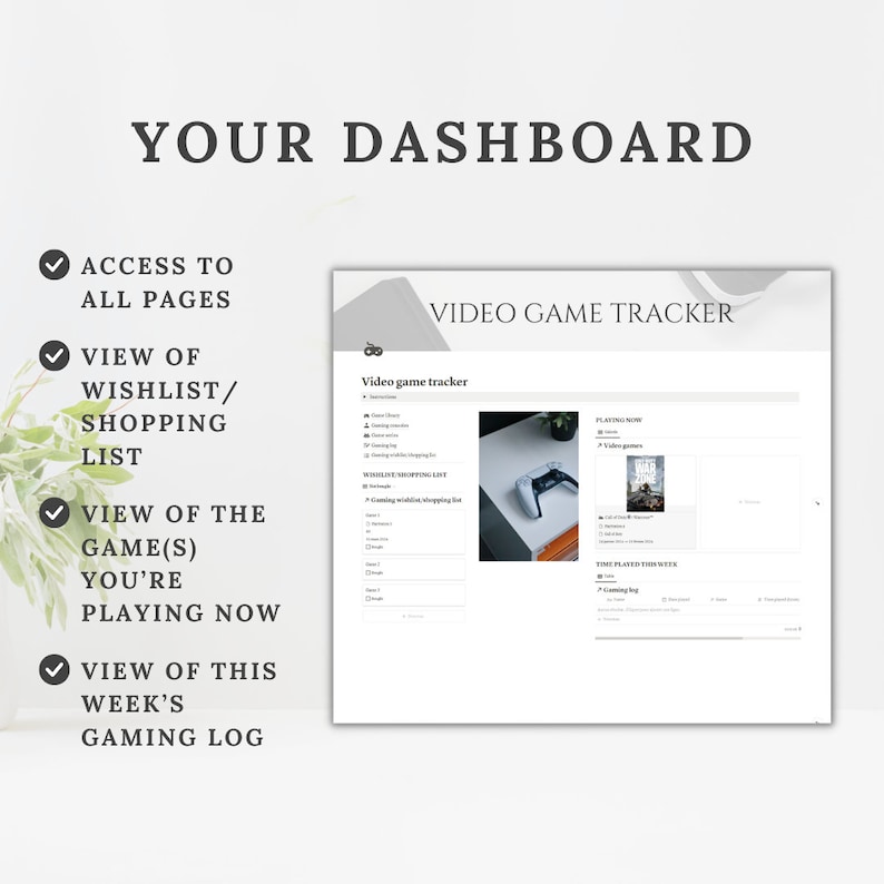 Notion Template Video Game Tracker, Gaming Journal Notion Dashboard ...