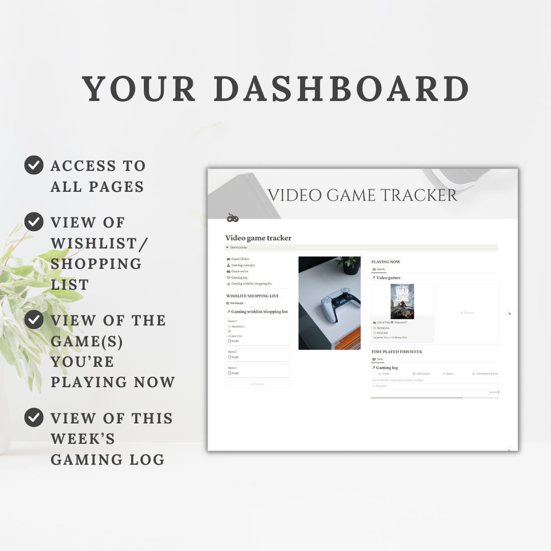 Notion Template Video Game Tracker, Gaming Journal Notion Dashboard ...
