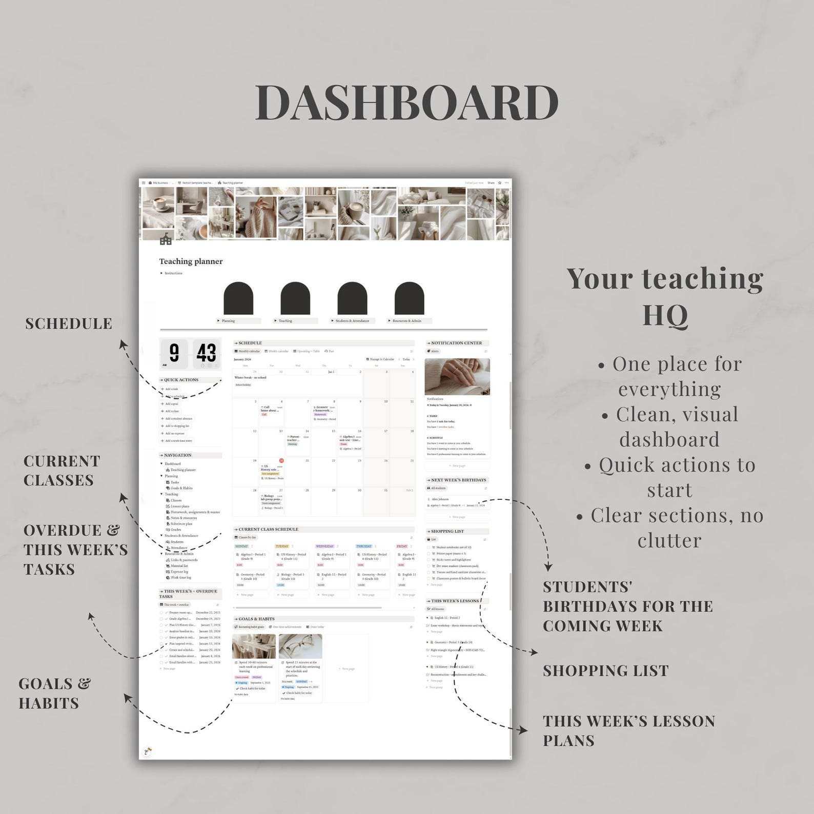 Notion Teacher Template | Lesson Planner, Class Management & Student ...