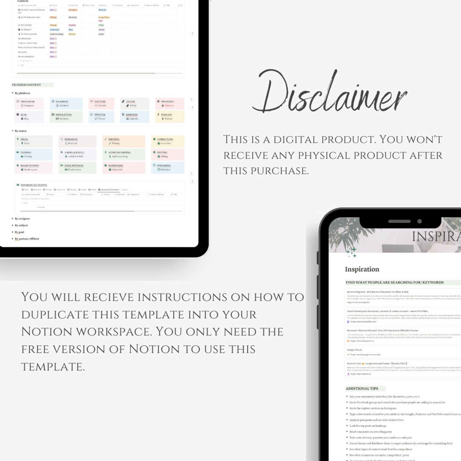 Notion Template Social Media Planner, Content Calendar Notion Planner ...
