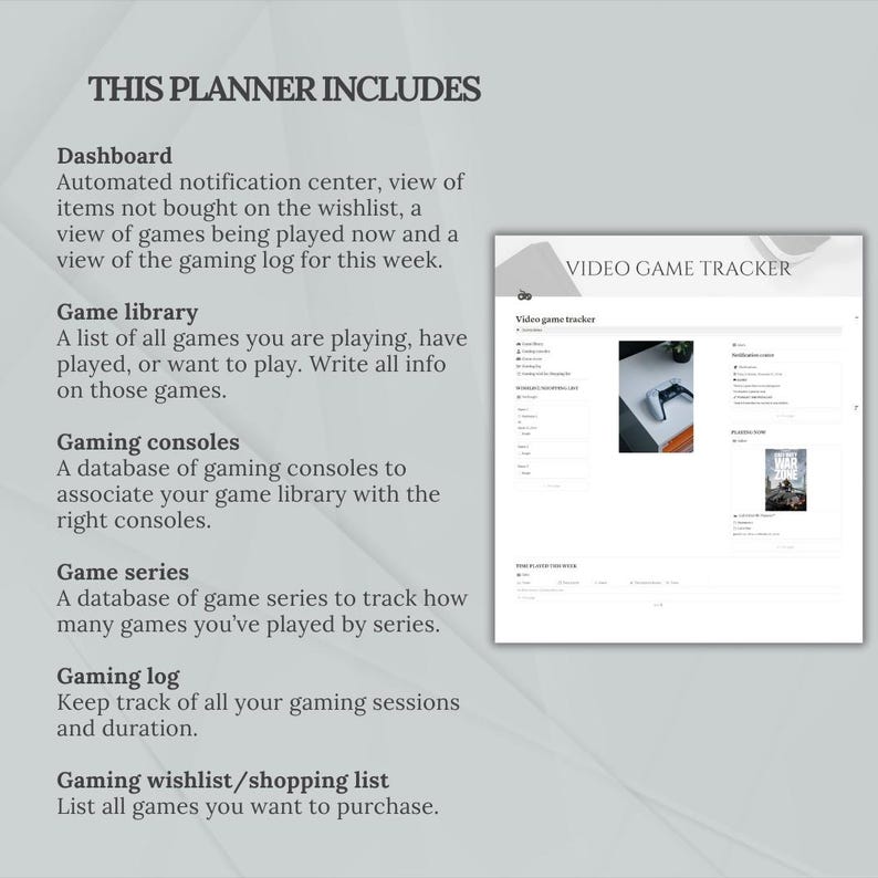 Notion Template Video Game Tracker | Gaming Log, Gaming Journal ...