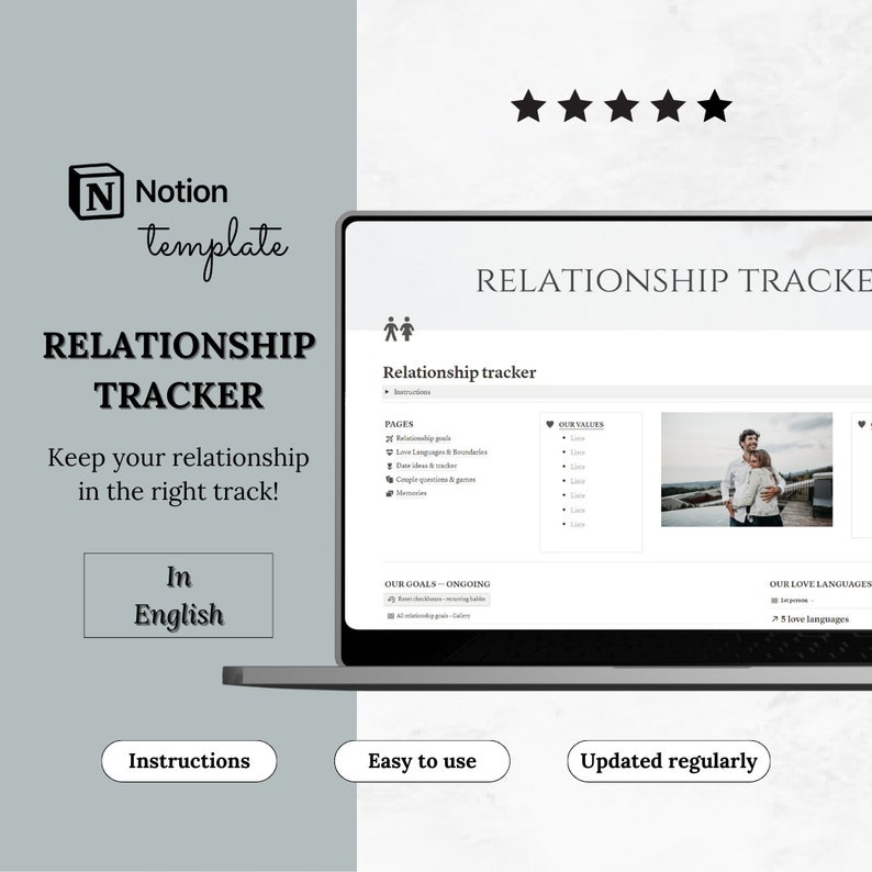 Notion Template Relationship Planner, Notion Aesthetic Relationship ...