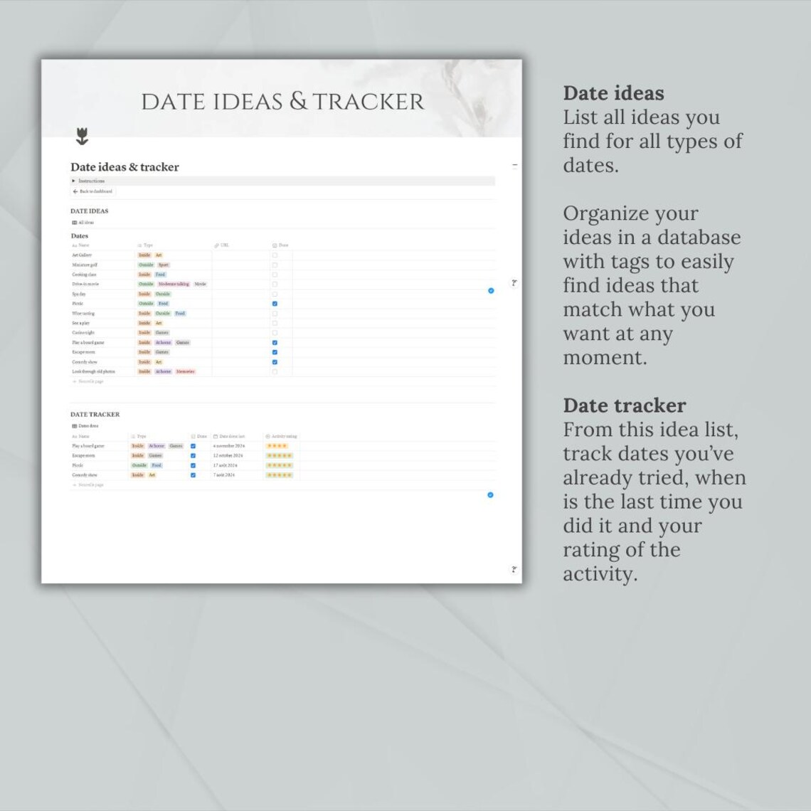 Notion Template Relationship Tracker | Couple Goals, Partner Goals ...