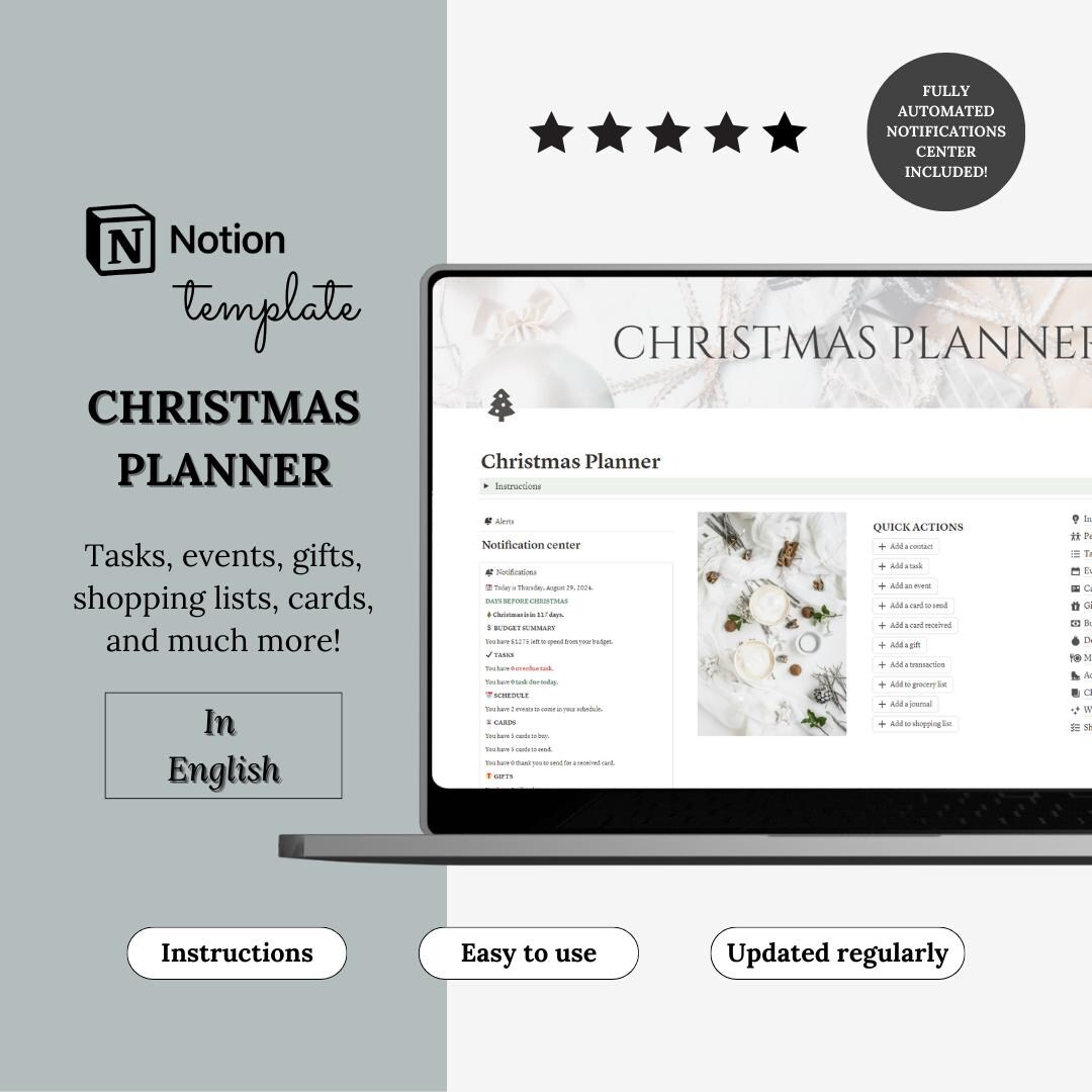 Notion Template Christmas Planner | Holiday Planner, Budget Tracker ...