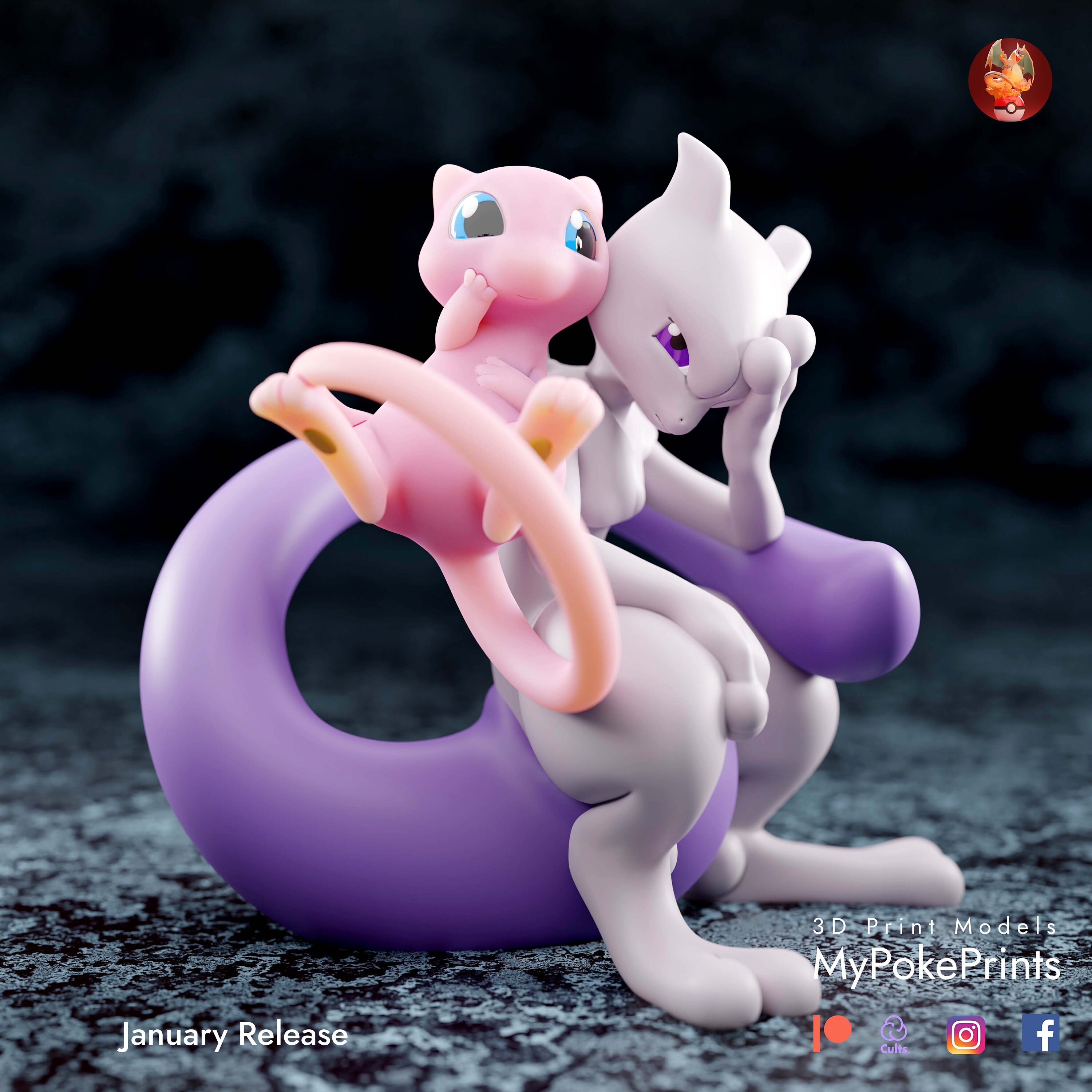 Mew & Mewtwo Pokemon 3D Printed Collector Model - Etsy