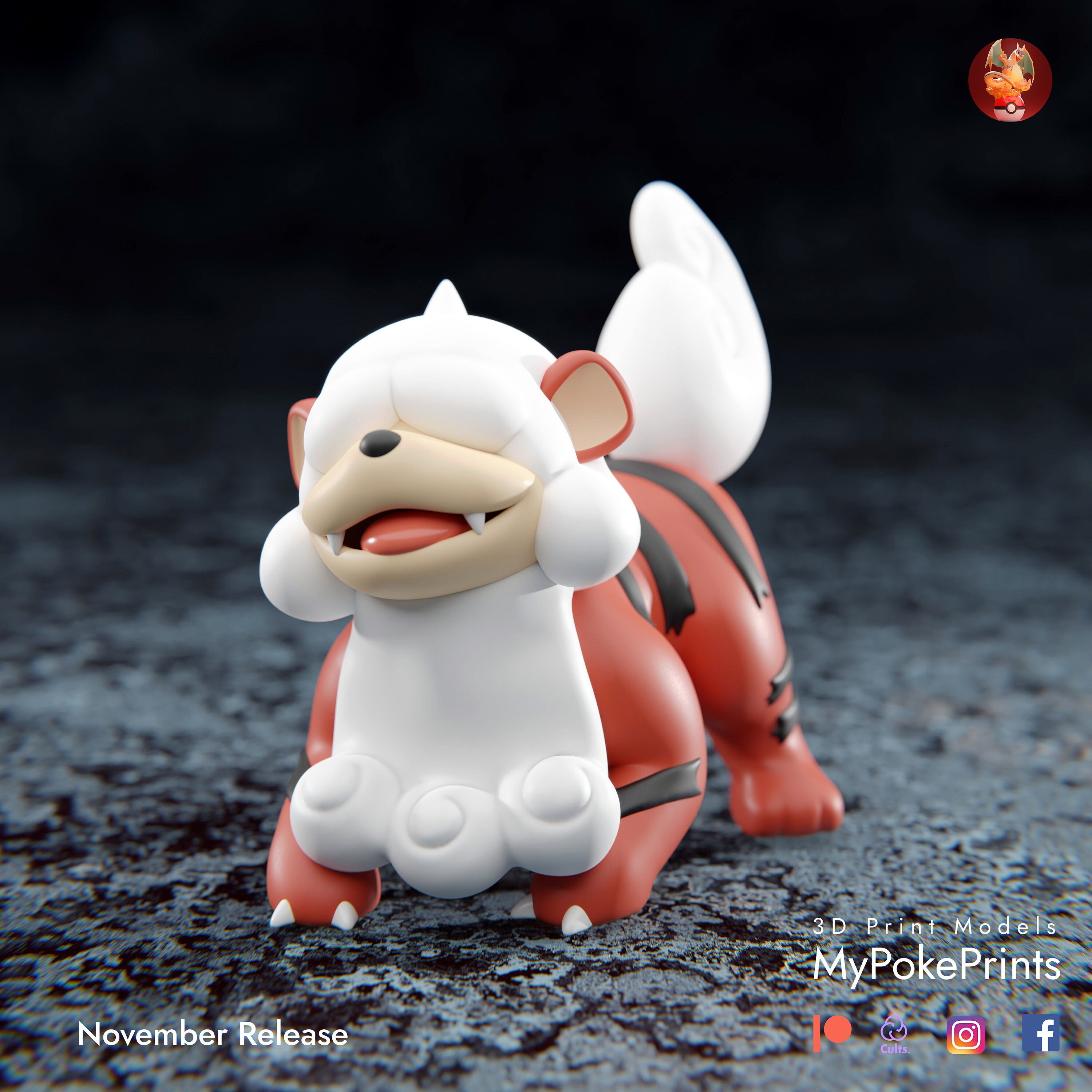 Growlithe Pokemon 3D Printed Collector Model - Etsy