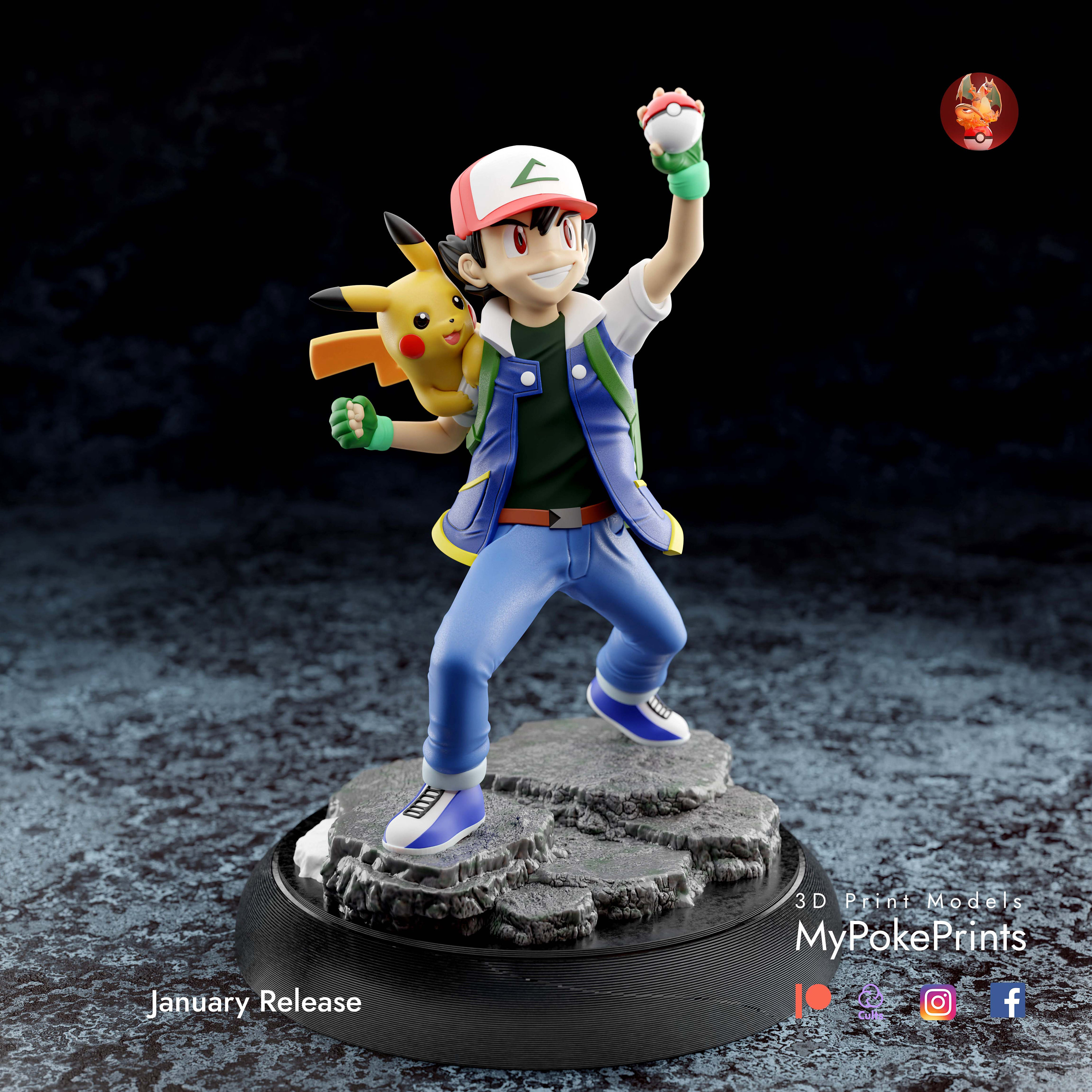 Ash & Pikachu Pokemon 3D Printed Collector Model - Etsy