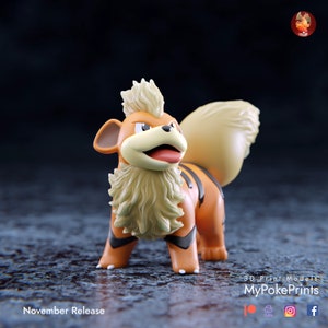 Growlithe Pokemon 3D Printed Collector Model - Etsy