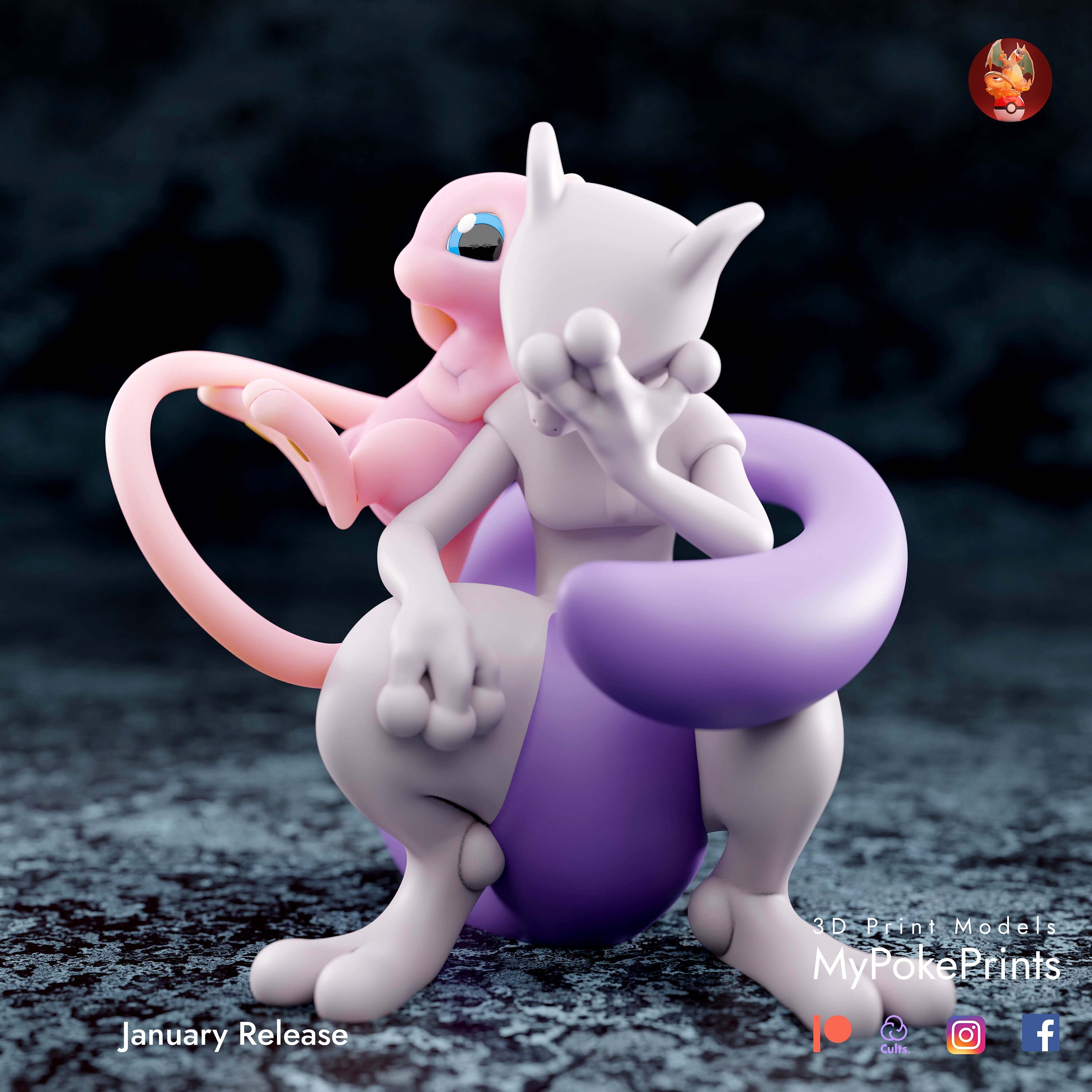 Mew & Mewtwo Pokemon 3D Printed Collector Model - Etsy