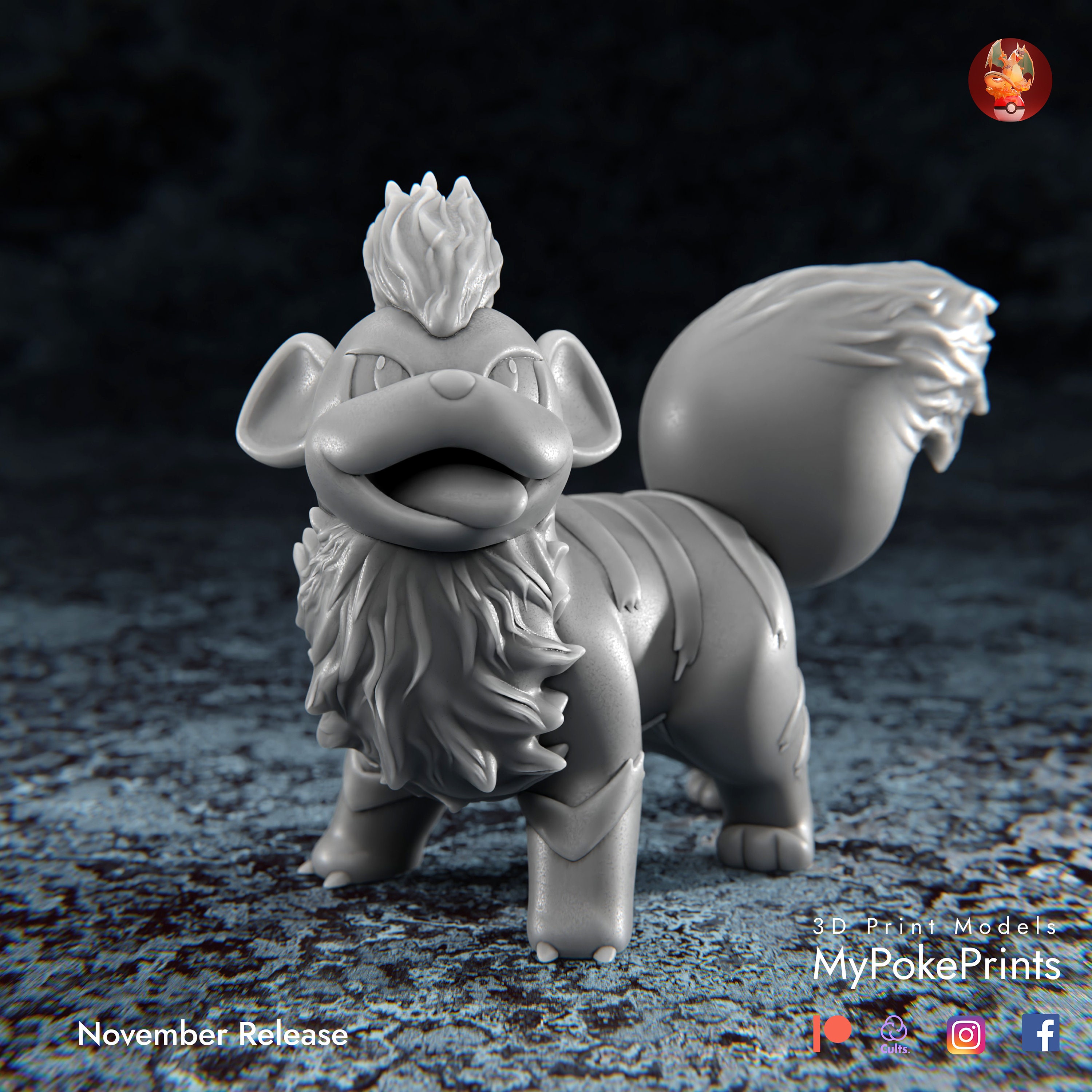 Growlithe Pokemon 3D Printed Collector Model - Etsy