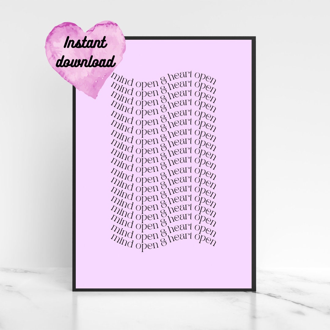 Mind Open & Heart Open A4 Digital Download Lilac and Black - Etsy