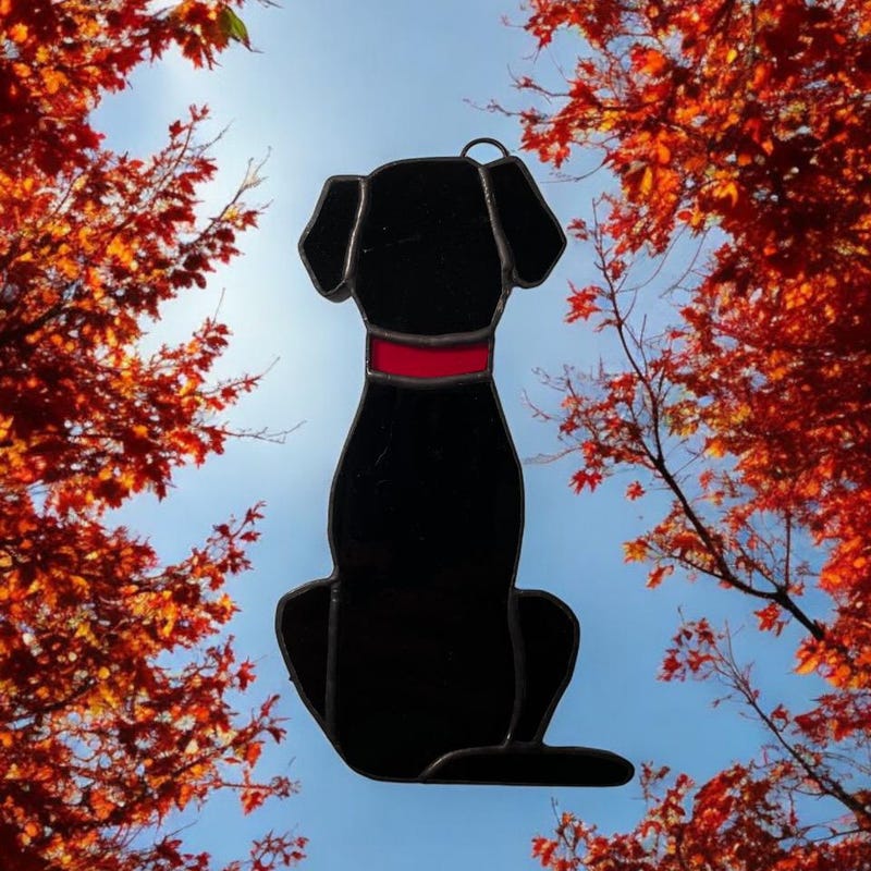Stained Glass Art Black Lab - Etsy