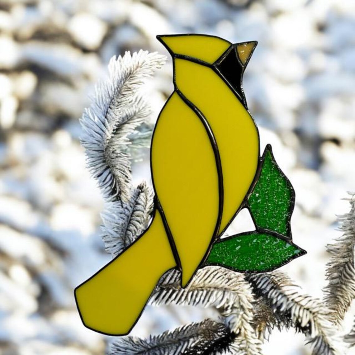 Stained-glass, Rare Northern Yellow Cardinal, Bird Lovers, Window ...