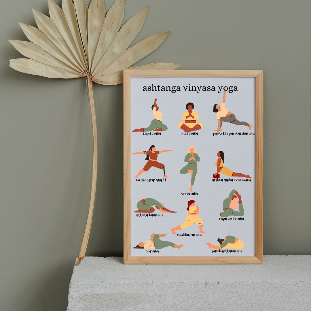 Yoga Pose Wall Art, Yoga Studio Wall Decor, Sanskrit Yoga Poses, Earthy ...