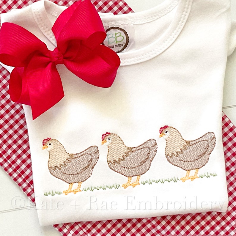 Chicken Trio Sketch Stitch Embroidery Design - Farm Trio Sketch ...