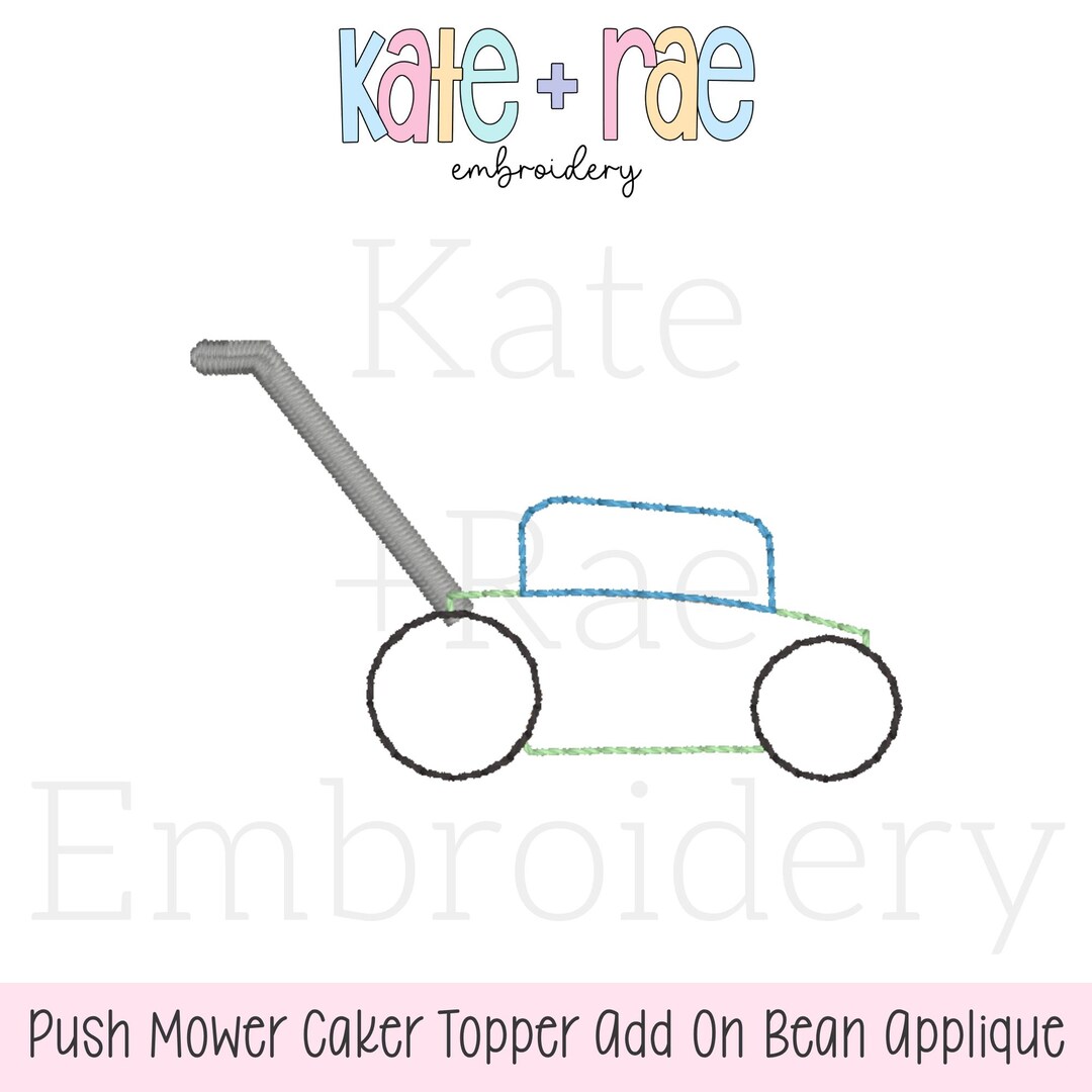 Push Mower Cake Toper Add on Bean Stitch Applique • Perfect for ...