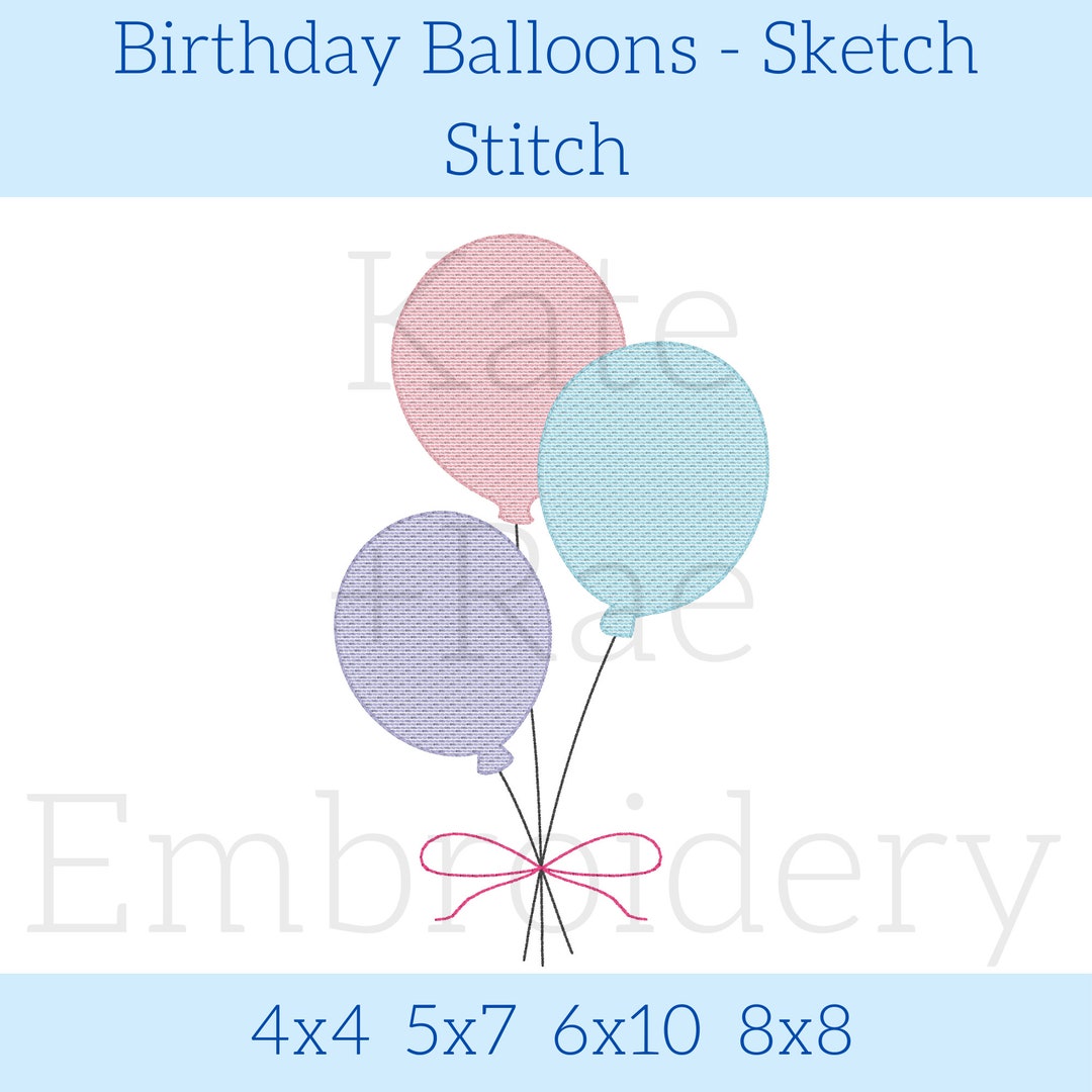 Birthday Balloons Sketch Stitch Embroidery Design Balloon Embroidery ...