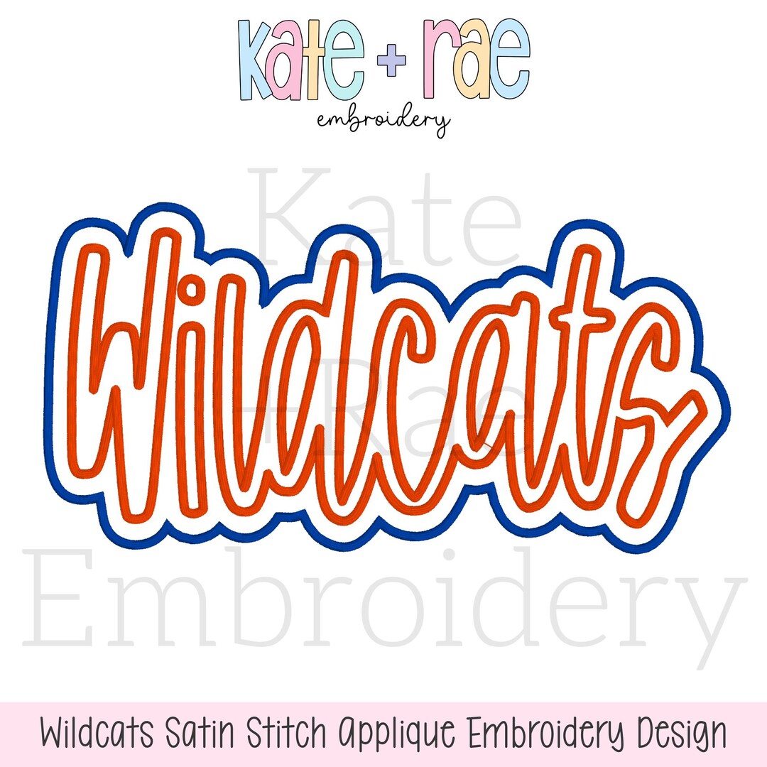 Wildcats Script Double Satin Applique Embroidery Design - Wildcats ...