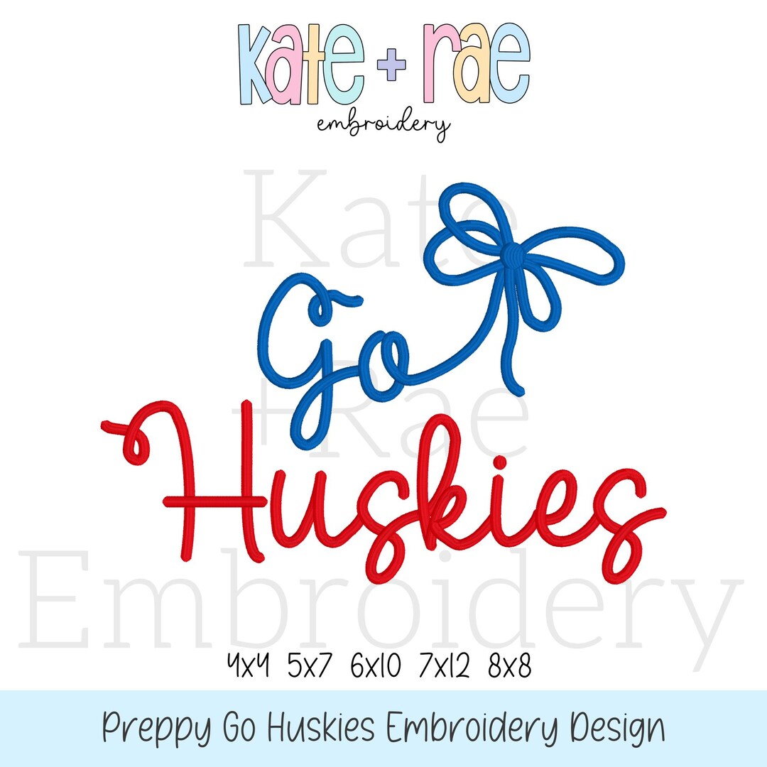 Preppy Go Huskies Embroidery Design - Go Huskies Embroidery Design ...