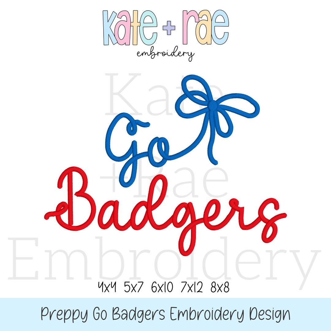 Preppy Go Badgers Embroidery Design - Go Badgers Embroidery Design ...