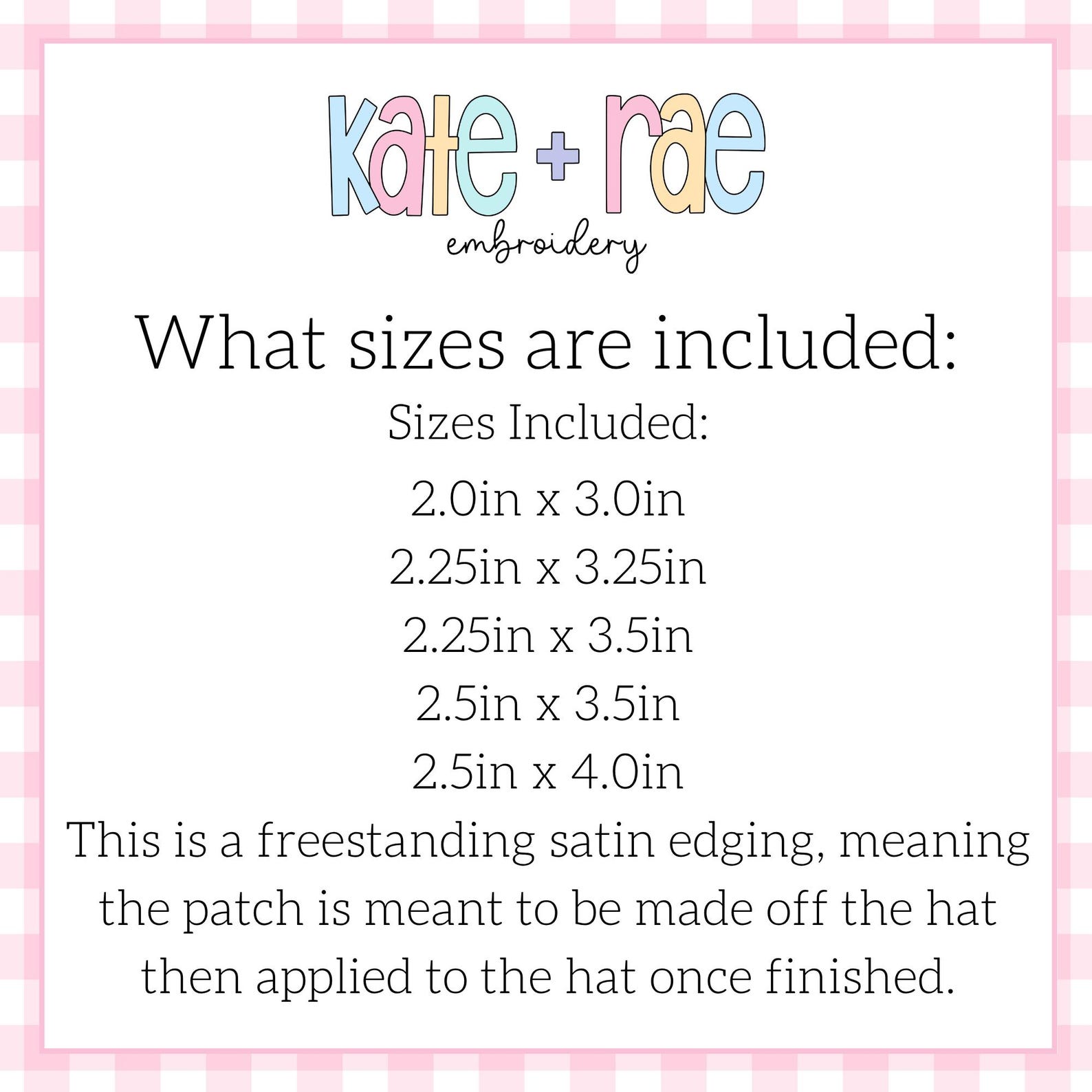 Rectangle Satin Stitch Patch for Hats • Freestanding Satin Stitch ...