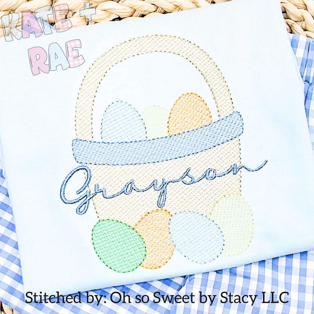 Boy's Easter Basket Sketch Stitch Embroidery Design - Easter Basket ...