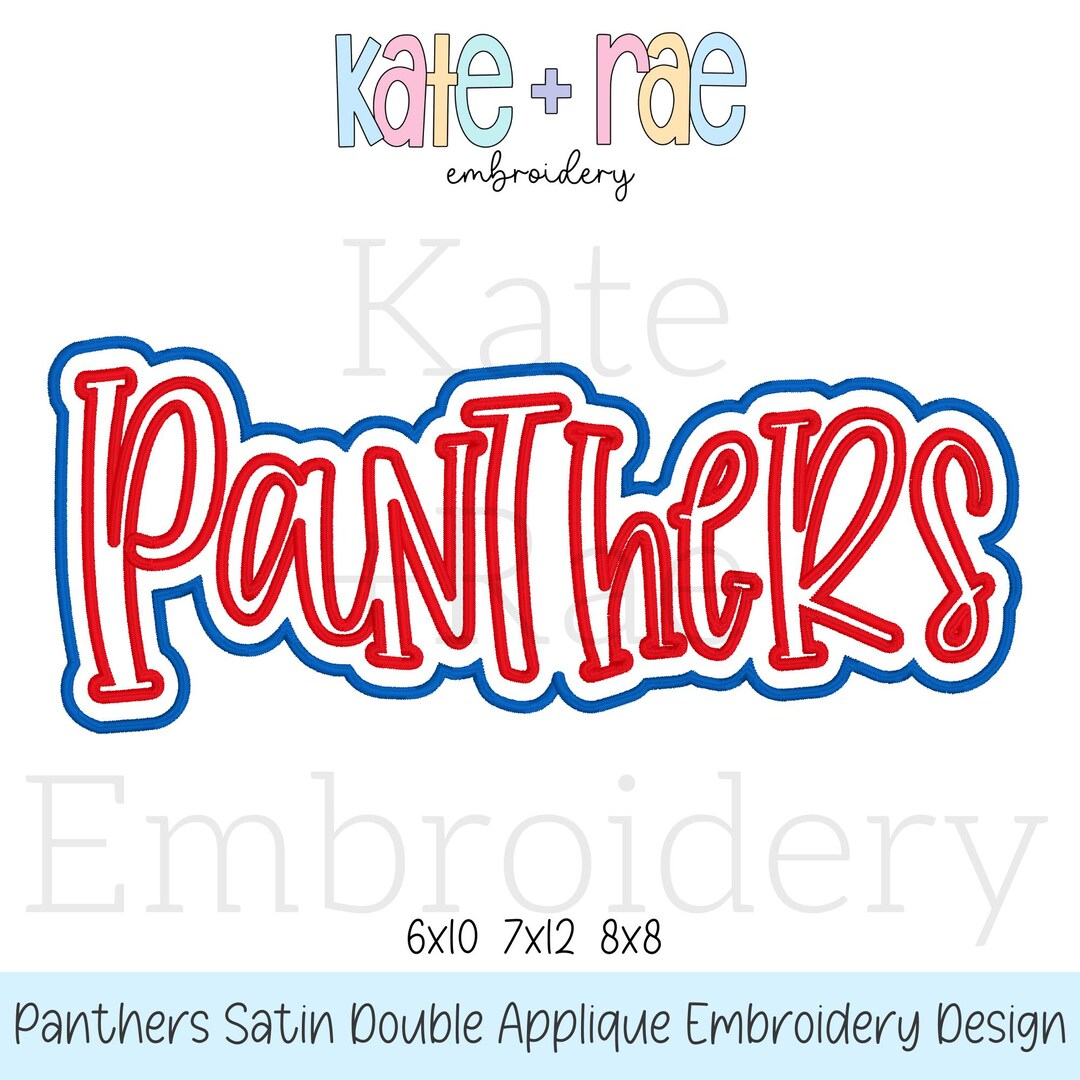 Panthers Double Satin Stitch Applique - Panthers Double Applique ...