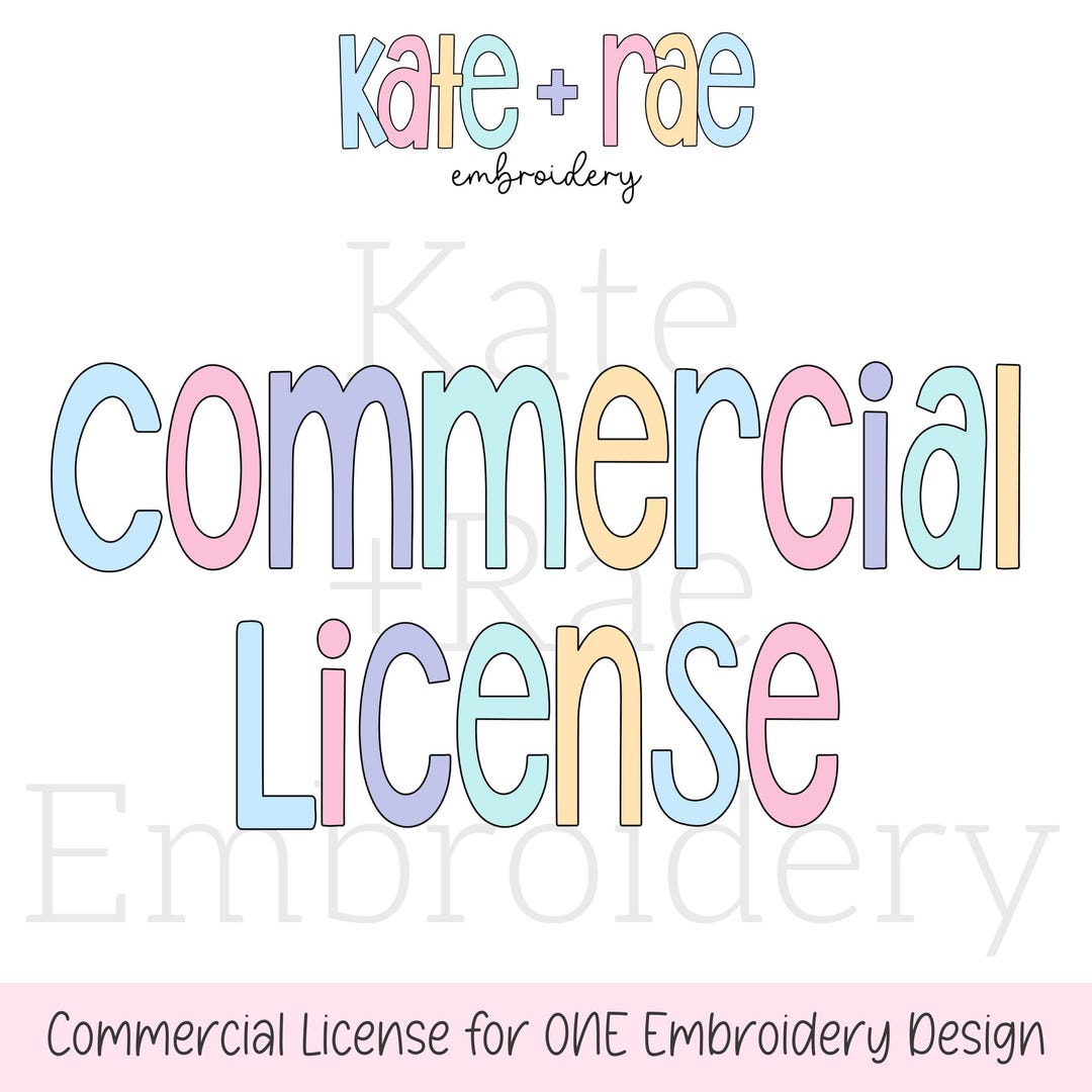 Commercial License for ONE Embroidery Design - Kate + Rae Embroidery - Etsy