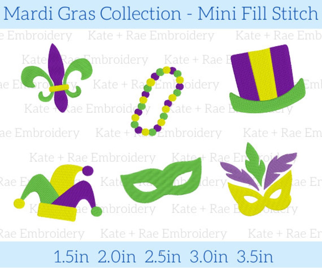 Mardi Gras Mini Fill Stitch Embroidery Design - Mardi Gras Embroidery ...