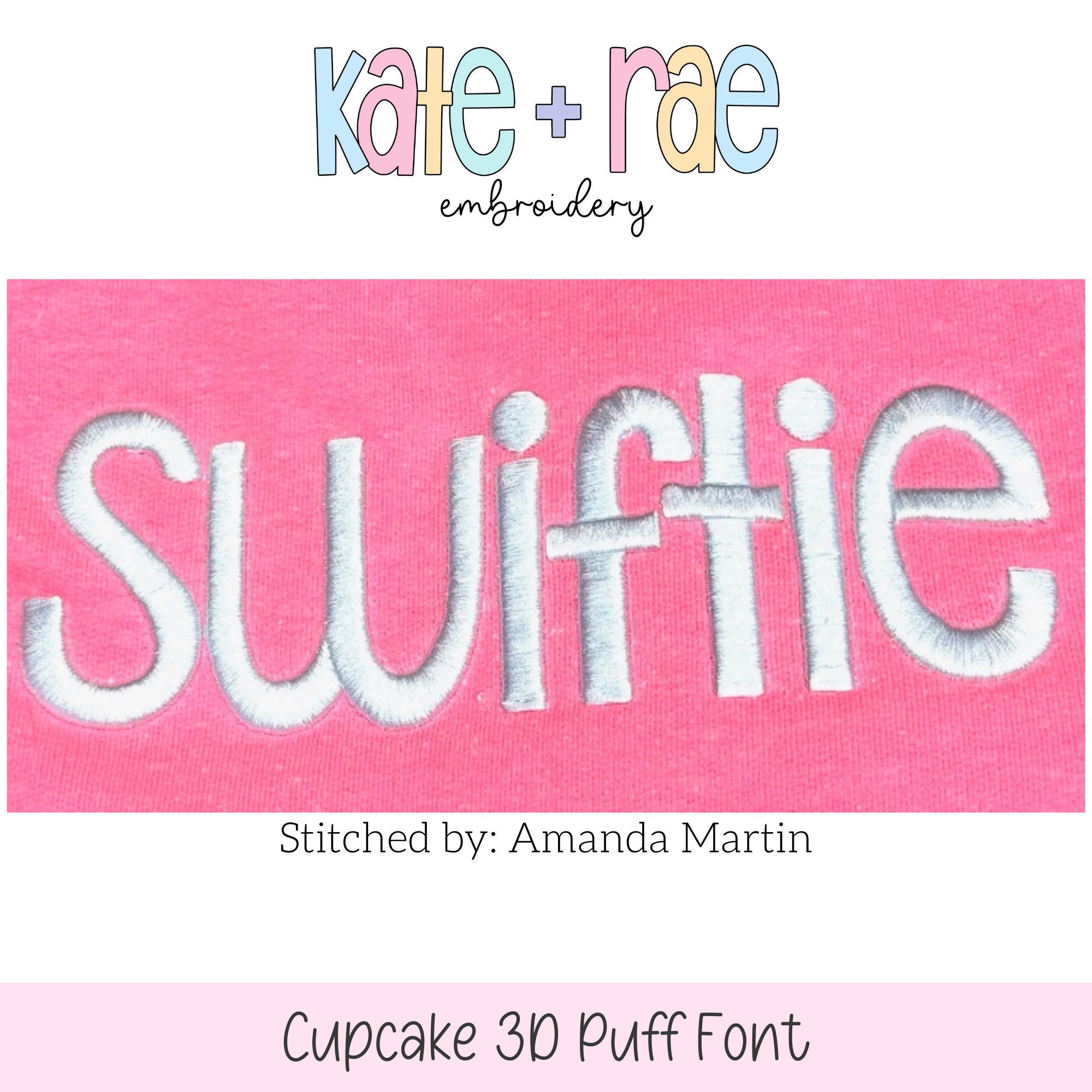 Cupcake 3D Puff Embroidery Font - 3D Puff Embroidery Font - Handwritten ...