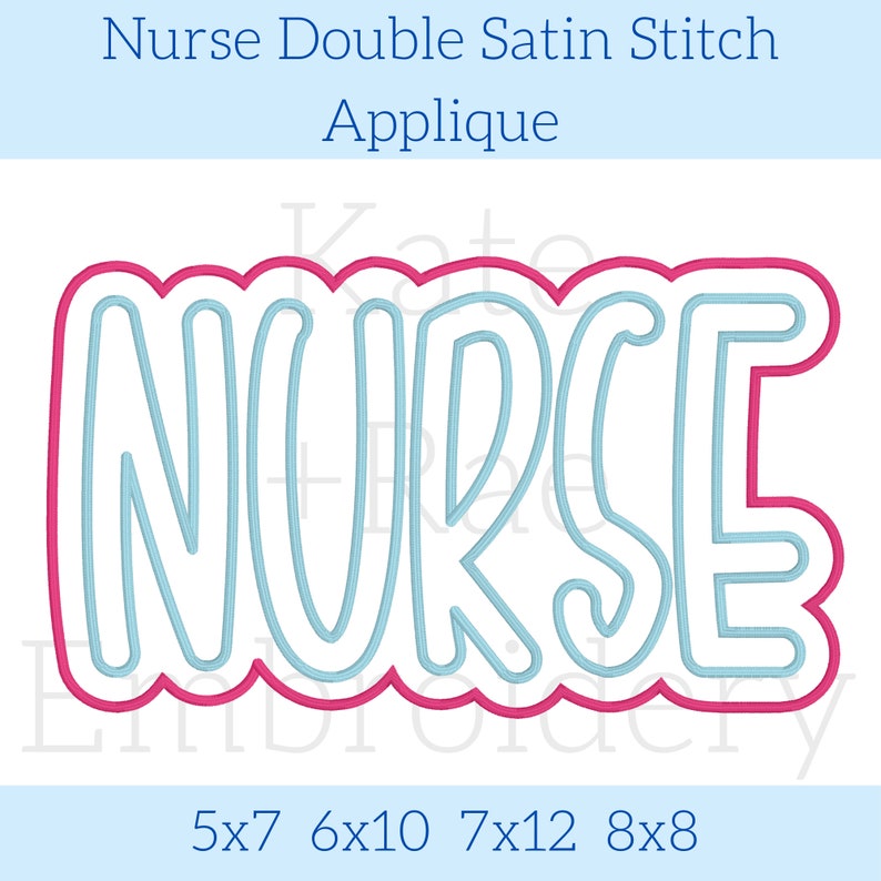 Nurse Double Satin Stitch Applique - Nursing Applique - Nursing ...