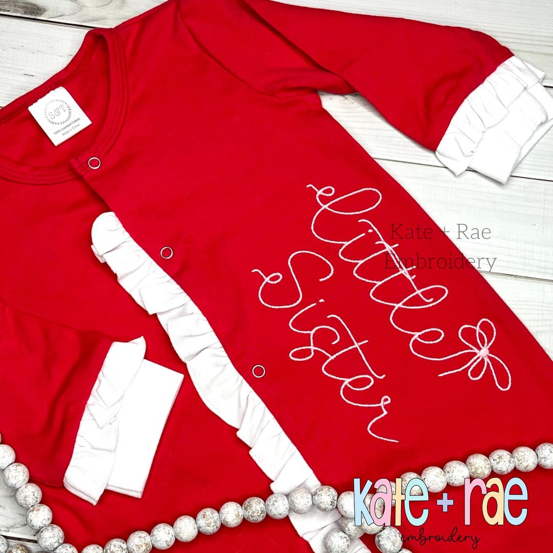 Preppy Little Sister Embroidery Design - Little Sister Embroidery ...