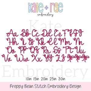 Preppy Satin Stitch Embroidery Font - Script Satin Stitch Embroidery ...