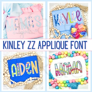 Kinley Zigzag Stitch Applique Embroidery Font - Zigzag Stitch ...