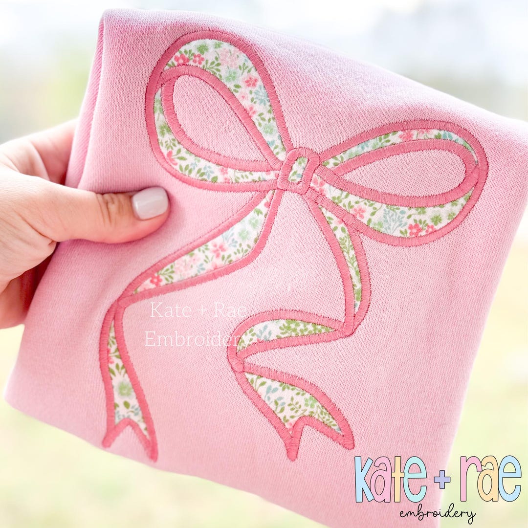 Sadie Bow Satin Stitch Applique Embroidery Design - Bow Applique ...