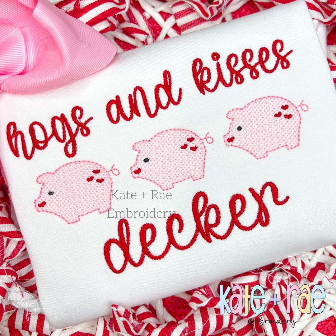 Heart Piggy Trio Sketch Stitch Embroidery Design • Heart Pig Embroidery ...