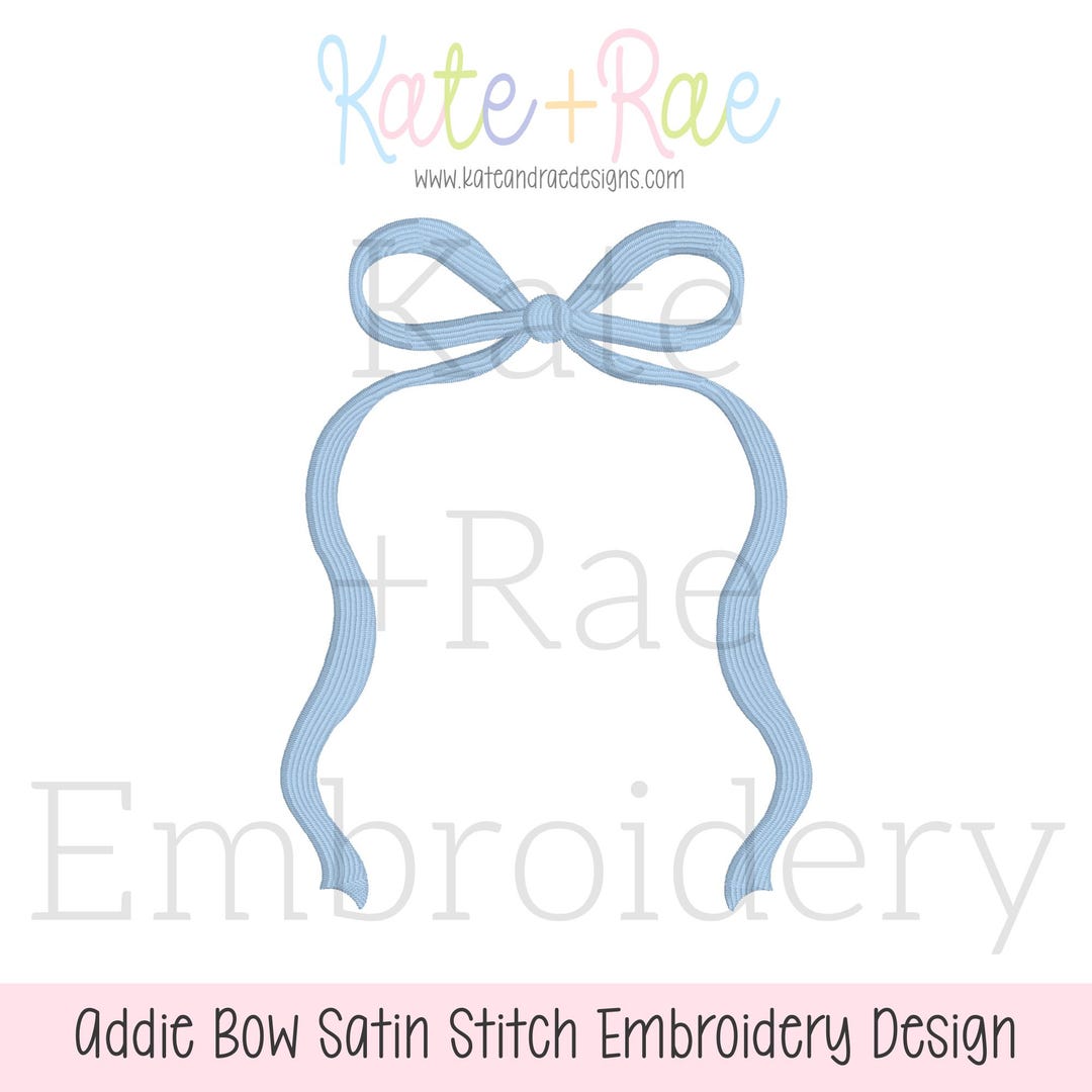 Addie Bow Satin Stitch Embroidery Design • Single Satin Column Stitch ...