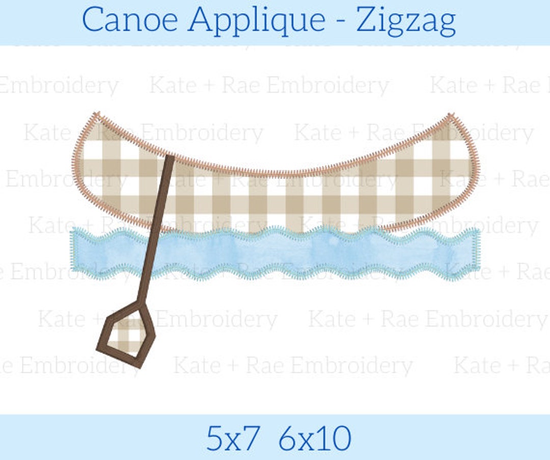 Canoe Applique Stitch Embroidery Design Summer Applique - Etsy