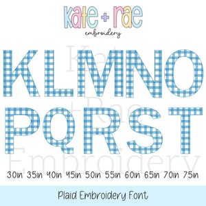 Plaid Embroidery Font - Plaid Sketch Embroidery Font - Gingham ...
