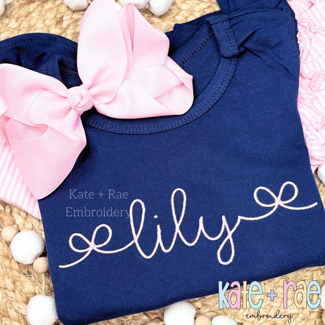 Bow Font Add on Embroidery Design - Bow Script Embroidery Font - Hello ...