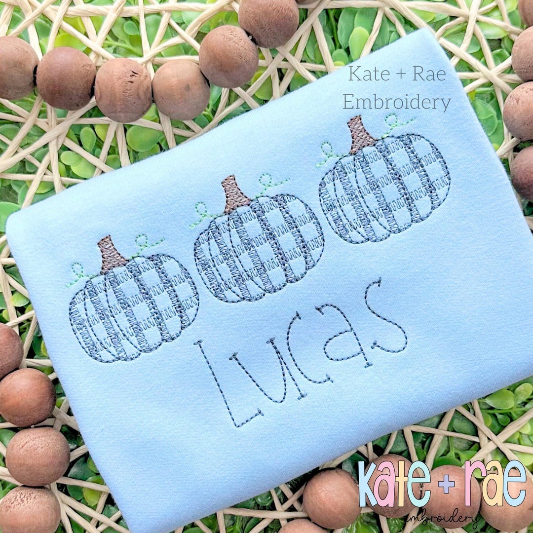 Boys Plaid Filled Pumpkin Trio Embroidery Design - Boys Pumpkin ...