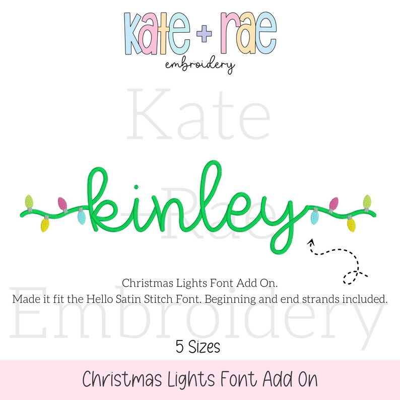 Christmas Lights Font Add on Embroidery Design - Christmas Lights ...