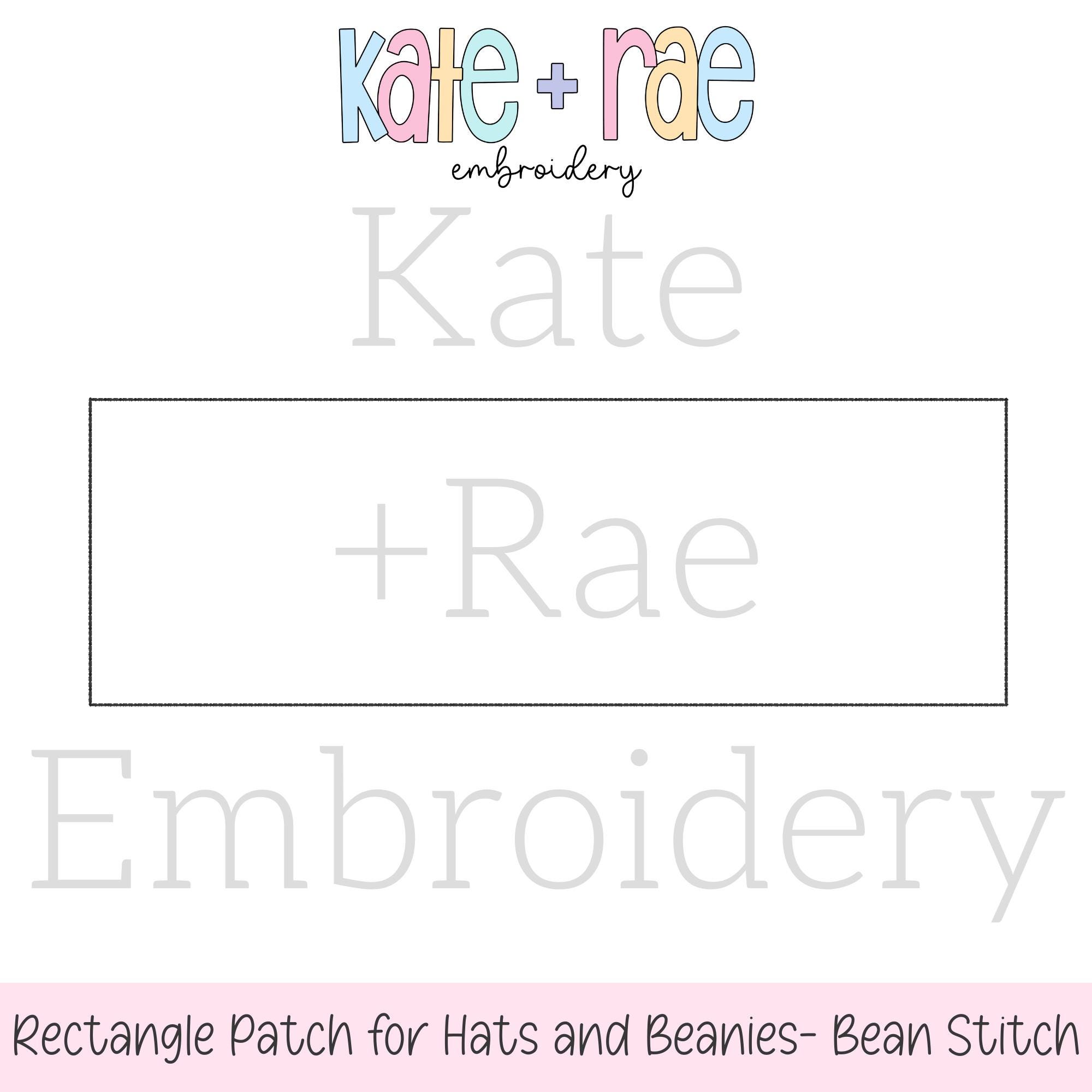 Rectangle Patch for Hats and Beanies Bean Stitch Applique Embroidery ...