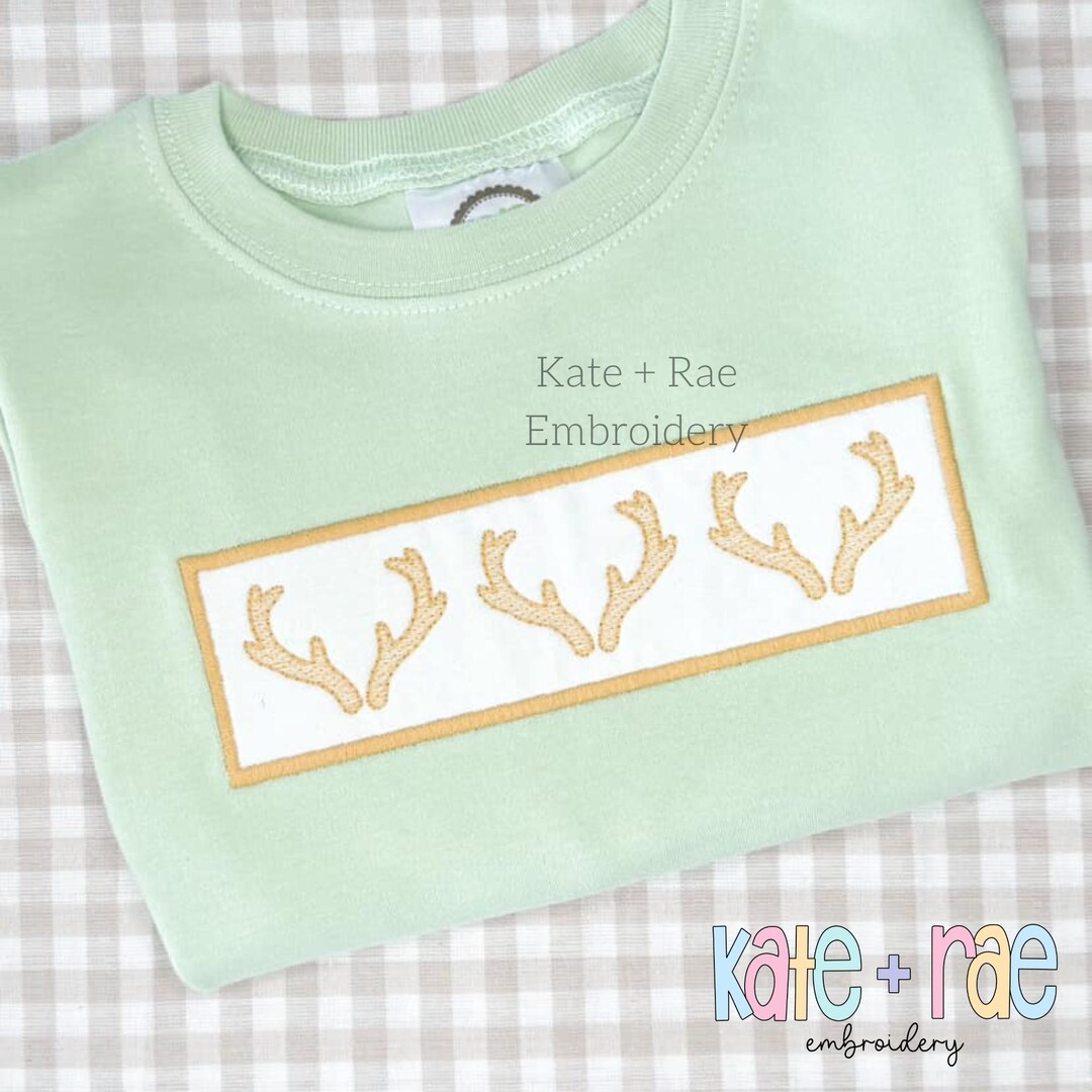 Deer Antler Sketch Stitch With Satin Applique Patch Embroidery Design ...